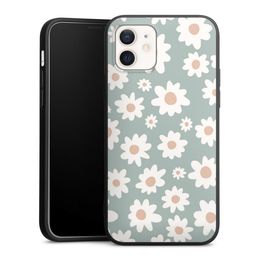 DeinDesign iPhone 12 Handy Premium Silikon H&uuml;lle Handyh&uuml;lle schwarz Case Flowers Daisy Muster Silikon Premium Case