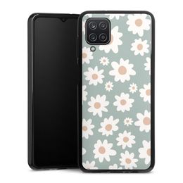DeinDesign Galaxy A12 Handy Silikon H&uuml;lle Case schwarz Handyh&uuml;lle Daisy Muster Flowers