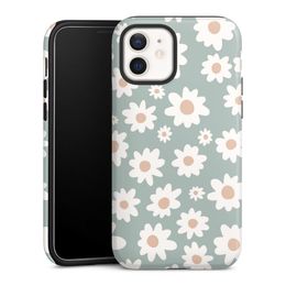 DeinDesign iPhone 12 mini Handy Panzer Handyh&uuml;lle robuste Outdoor H&uuml;lle Schutzh&uuml;lle gl&auml;nzend Daisy Muster Flowers Tough Case