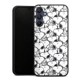 DeinDesign Galaxy A15 Handy Premium Silikon H&uuml;lle Handyh&uuml;lle schwarz Case Peanuts Snoopy Muster Silikon Premium Case