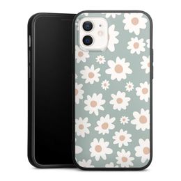 DeinDesign iPhone 12 mini Handy Premium Silikon H&uuml;lle Handyh&uuml;lle schwarz Case Daisy Muster Flowers Silikon Premium Case