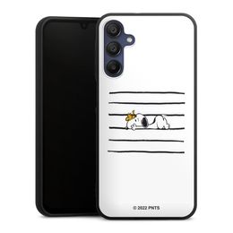 DeinDesign Galaxy A15 Handy Premium Silikon H&uuml;lle Handyh&uuml;lle schwarz Case Snoopy Dog Peanuts Silikon Premium Case