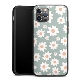 DeinDesign iPhone 12 Pro Handy Premium Silikon H&uuml;lle Handyh&uuml;lle schwarz Case Flowers Daisy Muster Silikon Premium Case