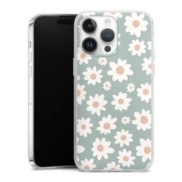 DeinDesign iPhone 14 Pro Max Handy Silikon H&uuml;lle Case transparent Handyh&uuml;lle Daisy Muster Flowers Silikon Case
