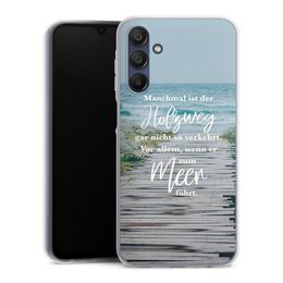 DeinDesign Galaxy A15 5G Handy Silikon H&uuml;lle Case transparent Handyh&uuml;lle Statement Beach Spruch Silikon Case
