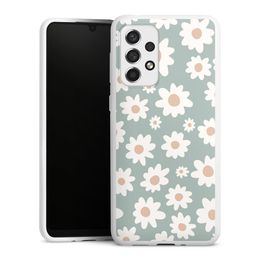 DeinDesign Galaxy A33 5G Handy Silikon H&uuml;lle Case wei&szlig; Handyh&uuml;lle Daisy Muster Flowers Silikon Case