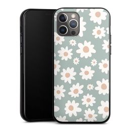 DeinDesign iPhone 12 Pro Handy Silikon H&uuml;lle Case schwarz Handyh&uuml;lle Daisy Muster Flowers