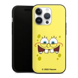 DeinDesign iPhone 14 Pro Handy Premium Silikon H&uuml;lle Handyh&uuml;lle schwarz Case Official Licensed Product Kindheit Spongebob Silikon Premium Case