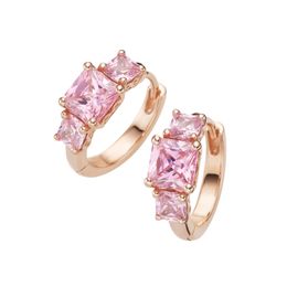 Giorgio Martello MILANO Paar Creolen mit rosa Zirkonia Steinen, Silber 925