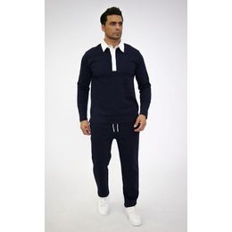 Denim Distriqt Jogginganzug Herren Kombi-Set 2 Teiler Trainingsanzug mit Polo Kragen (Oberteil + Hose)