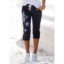 Venice Beach Sweathose mit Sternenprint und Taschen, Freizeithose, Relaxhose, blau