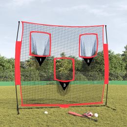 Bonnevie - Baseball-Netz Tragbar Schwarz und Rot 183x105x183 cm Polyester vidaXL325643