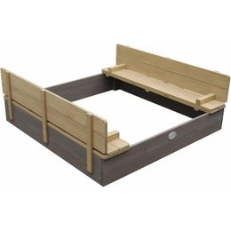 AXI - Sandkasten Ella aus Holz mit Deckel xl Sand Kasten mit Sitzbank & Abdeckung für Kinder in Grau & Braun 120 x 120 cm - Grau
