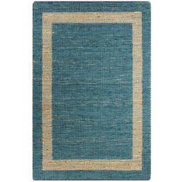 Teppich,Fußmatte Handgefertigt Jute Blau 120x180 cm vidaXL