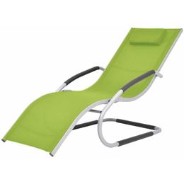 Bonnevie - Sonnenliege,Liegestuhl mit Kissen Aluminium und Textilene Grün vidaXL