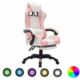 Bonnevie - Gaming-Stuhl mit rgb LED-Leuchten Rosa und Weiß Kunstleder vidaXL616396