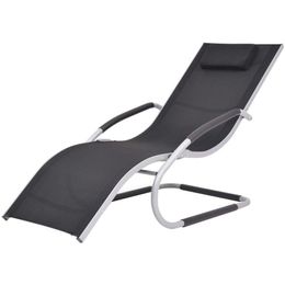 Sonnenliege,Liegestuhl mit Auflage Aluminium und Textilene Schwarz vidaXL