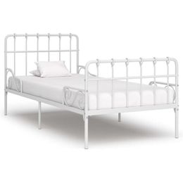 Bettgestell,Schlafzimmerbett mit Lattenrost Weiß Metall 90×200 cm vidaXL