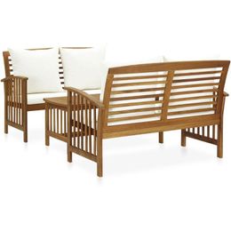 3-tlg. Garten-Lounge-Set,Gartenmöbel-Set mit Auflagen Massivholz Akazie vidaXL