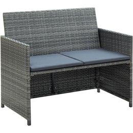 2-Sitzer-Gartensofa,Lounge-Sofa mit Polstern Grau Poly Rattan vidaXL