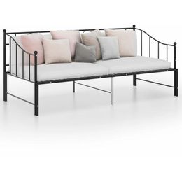 Ausziehsofa Bettgestell,Schlafzimmerbett Schwarz Metall 90x200 cm vidaXL