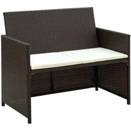 2-Sitzer-Gartensofa,Lounge-Sofa mit Polstern Braun Poly Rattan vidaXL