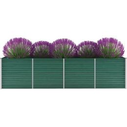 Garten-Hochbeet,Blumenkasten Verzinkter Stahl 320x80x77 cm Grün vidaXL