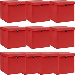 10 Stk. Aufbewahrungsboxen,Werkzeugaufbewahrung mit Deckeln Rot 32x32x32 cm Stoff vidaXL