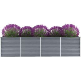 Garten-Hochbeet,Blumenkasten Verzinkter Stahl 320x80x77 cm Grau vidaXL