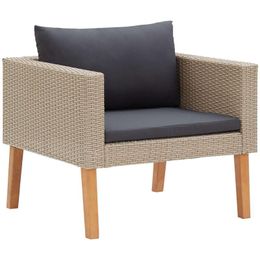 Bonnevie - 1-Sitzer-Gartensofa,Lounge-Sofa mit Auflagen Poly Rattan Beige vidaXL