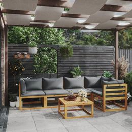 6-tlg. Garten-Lounge-Set,Gartenmöbel-Set mit Auflagen Massivholz Akazie vidaXL