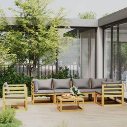 7-tlg. Garten-Lounge-Set,Gartenmöbel-Set mit Auflagen Massivholz Akazie vidaXL