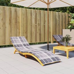 Bonnevie - Sonnenliegen-Auflage,Gartenliege Grau Karomuster 200x60x3 cm Oxford-Gewebe vidaXL