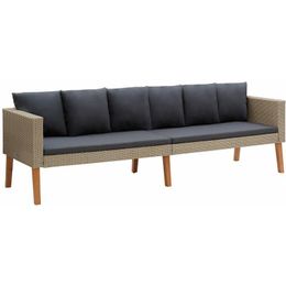 Bonnevie - 3-Sitzer-Gartensofa,Lounge-Sofa mit Auflagen Poly Rattan Beige vidaXL
