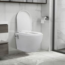 Vidaxl - Wand-WC ohne Spülrand mit Bidet-Funktion Keramik Weiß Weiß