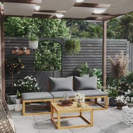 4-tlg. Garten-Lounge-Set,Gartenmöbel-Set mit Auflagen Massivholz Akazie vidaXL