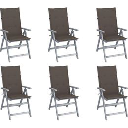 Verstellbare Gartenstühle 6 Stk. Gartensessel mit Auflagen Massivholz Akazie vidaXL