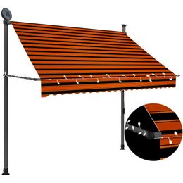 Einziehbare Markise Sonnenmarkise Handbetrieben mit led 200 cm Orange Braun vidaXL
