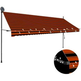 Einziehbare Markise Sonnenmarkise Handbetrieben mit led 400 cm Orange Braun vidaXL