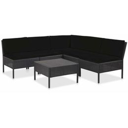 Bonnevie - 6-tlg. Garten-Lounge-Set,Gartenmöbel-Set mit Auflagen Poly Rattan Schwarz vidaXL