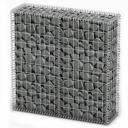 Steinkorb Gabione mit Deckeln Verzinkter Draht 100×100×30 cm Vidaxl Silber