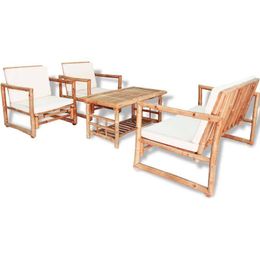 Bonnevie - 4-tlg. Garten-Lounge-Set,Gartenmöbel-Set mit Auflagen Bambus vidaXL