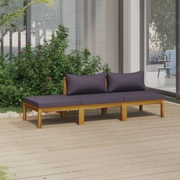 3-tlg. Garten-Lounge-Set,Gartenmöbel-Set mit Auflage Massivholz Akazie vidaXL