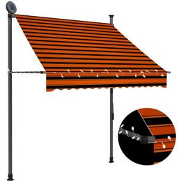 Einziehbare Markise Sonnenmarkise Handbetrieben mit led 150 cm Orange Braun vidaXL
