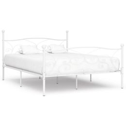 Bettgestell,Schlafzimmerbett mit Lattenrost Weiß Metall 200 × 200 cm vidaXL