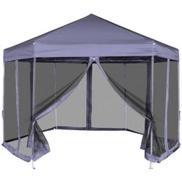Hexagonal Pop-Up Zelt Camping Zelt mit 6 Seitenwänden Dunkelblau 3,6x3,1 m vidaXL