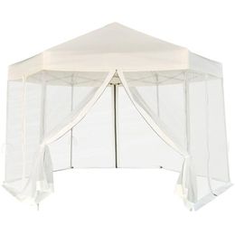 Hexagonal Pop-Up Zelt Camping Zelt mit 6 Seitenwänden Cremeweiß 3,6x3,1 m vidaXL