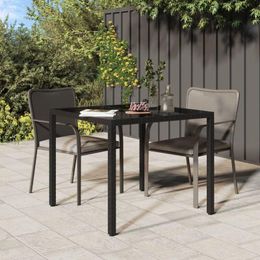 Bonnevie - Gartentisch,Terrassentisch 90x90x75 cm Gehärtetes Glas Poly Rattan Schwarz vidaXL