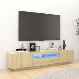 Bonnevie - TV-Schrank,TV-Möbel mit LED-Leuchten Sonoma-Eiche 180x35x40 cm vidaXL