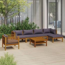 Bonnevie - 7-tlg. Garten-Lounge-Set,Gartenmöbel-Set mit Auflage Massivholz Akazie vidaXL